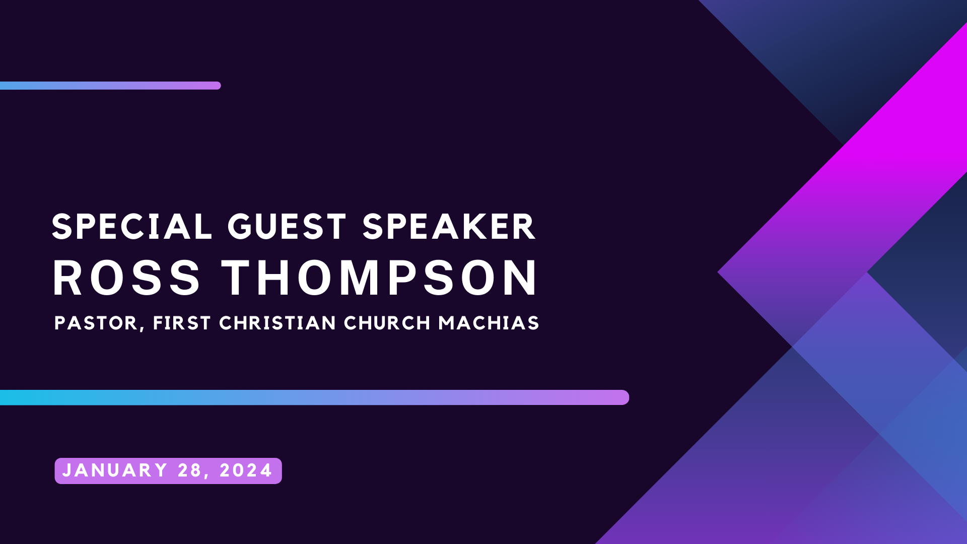 Guest Speaker Pastor Ross Thompson - Crossroads